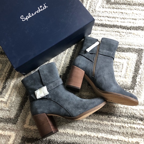 Splendid | Shoes | Splendid Callen Suede Block Heel Bootie Greystone ...